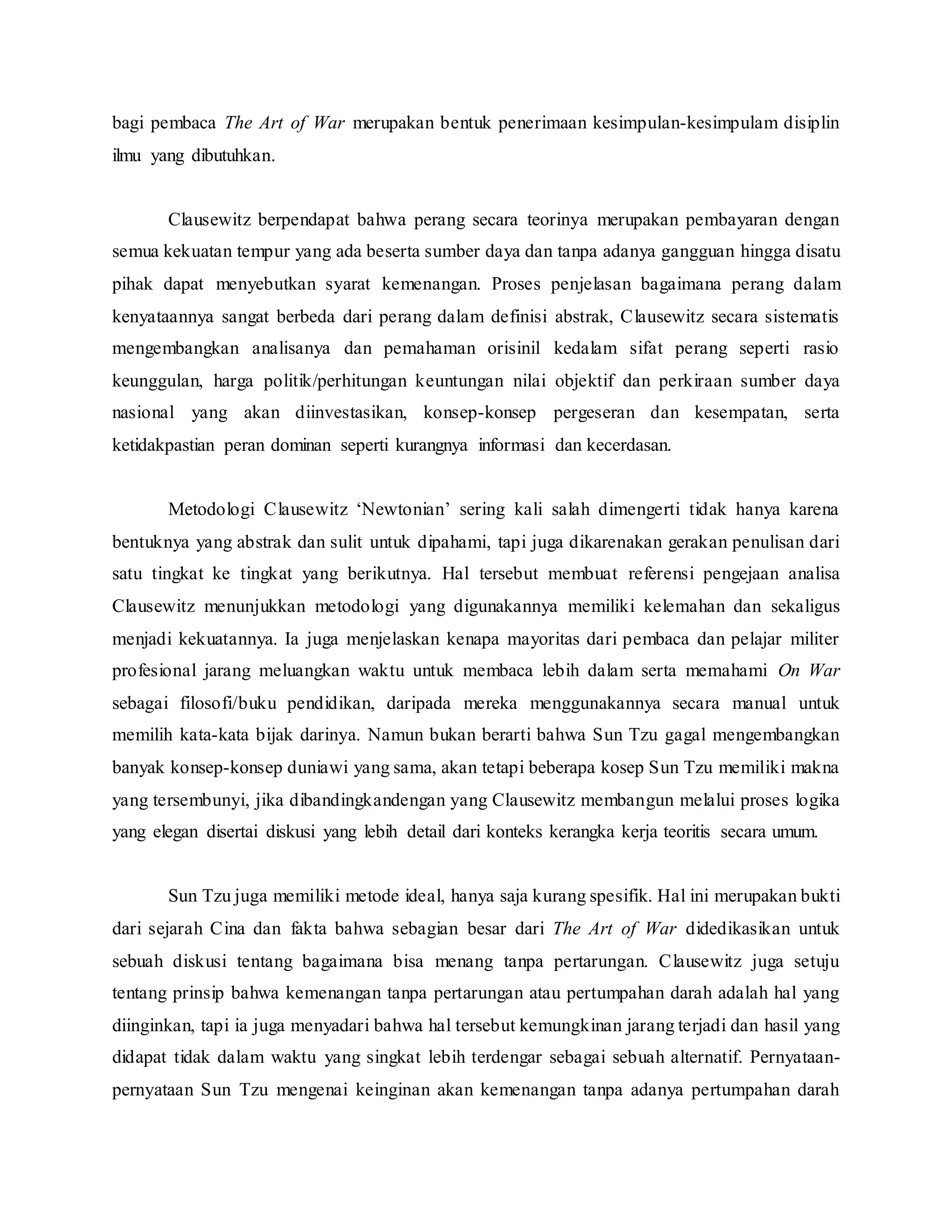 Comparing Sun Tzu and Clausewitz | DOCX