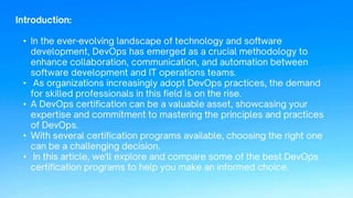 Comparing the Best DevOps Certification Programs Making the Right Choice.pptx | Computing ...