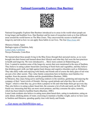 Comparing The Five Blue Zones | PDF