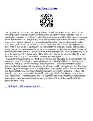Comparing The Five Blue Zones | PDF