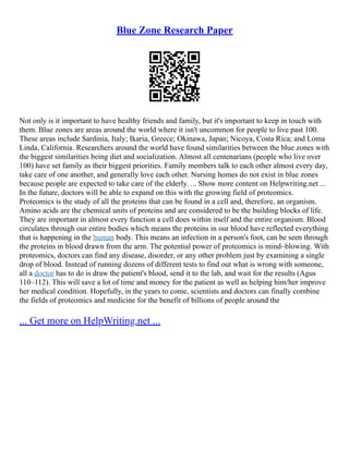 Comparing The Five Blue Zones | PDF