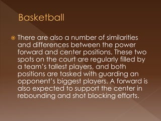 Comparing the Power Forward and Center Positions in Basketball | PPTX