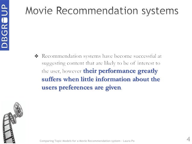 Comparing topic models for a movie recommendation system webist2014