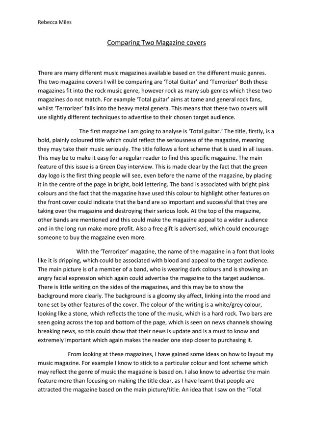 Comparing two magazine covers | DOCX