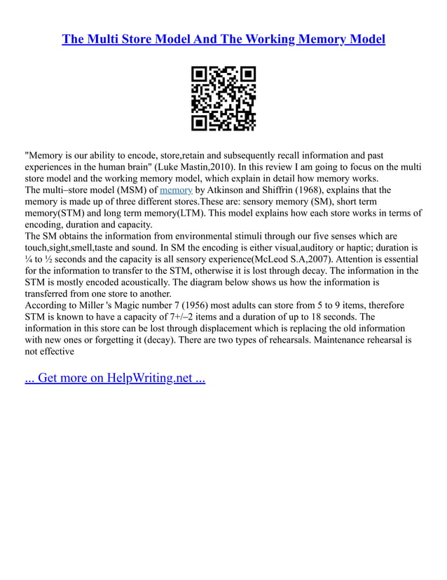 Comparing Working Memory And The Episodic Buffer | PDF