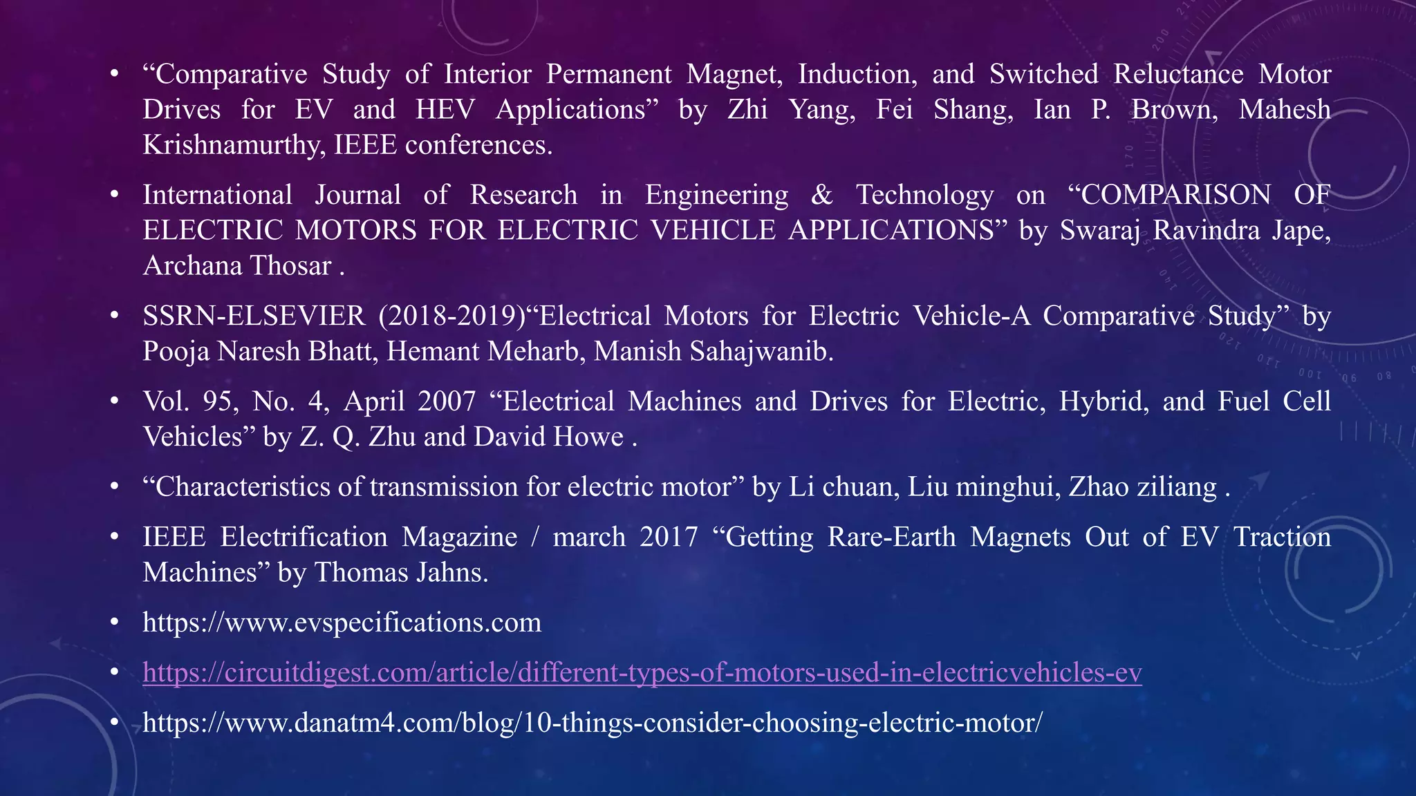 Comparison and analysis of electrical motor used in Electric Vehicles.. | PPTX