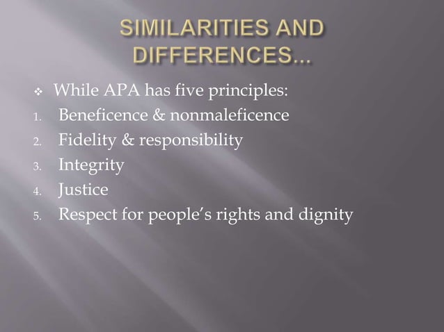 Comparision between bps and apa ethical guidelines 1 | PPTX