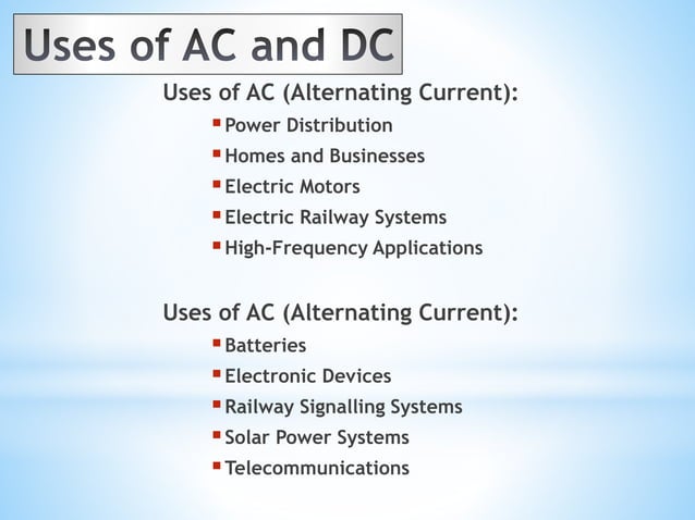 COMPARISION BETWEEN AC & DC CURRENT PPT | PPTX | Physics | Science