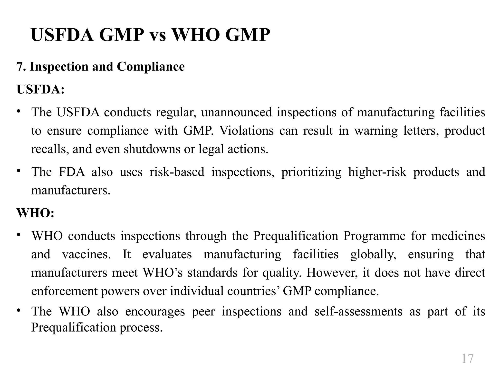 Comparision of GMP of USFDA with EMEA, WHO and PIC.pptx