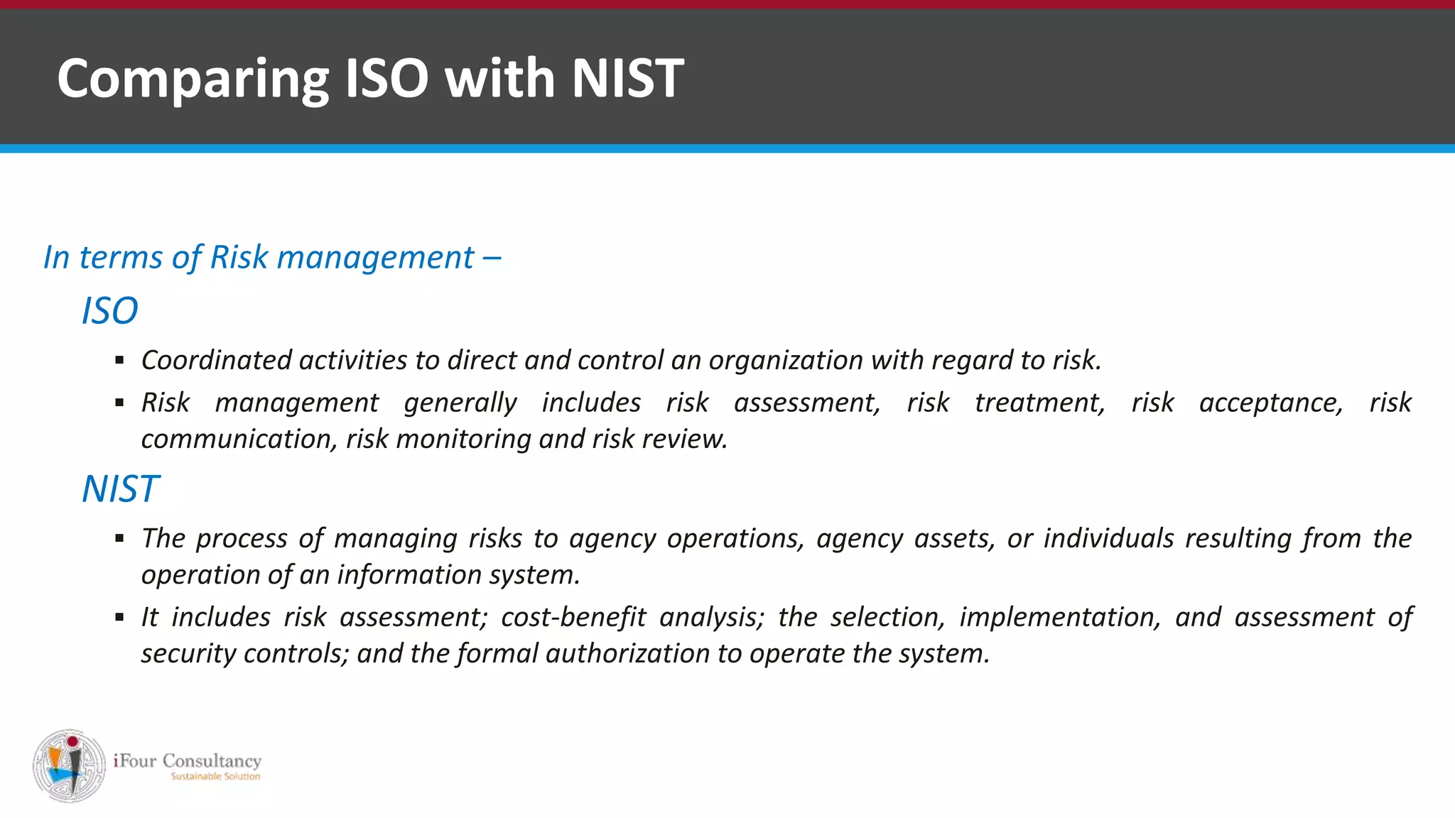 Comparision of ISO with NIST and COBIT framework | PPTX