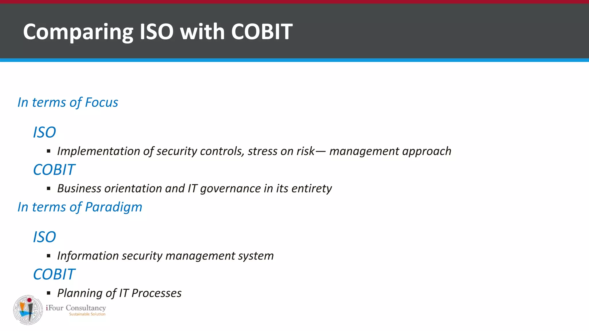 Comparision of ISO with NIST and COBIT framework | PPTX