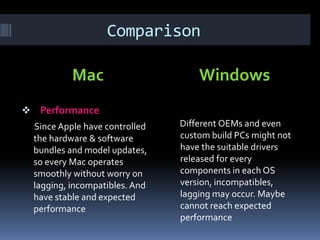 Comparison | PPTX | Operating Systems | Computer Software and Applications