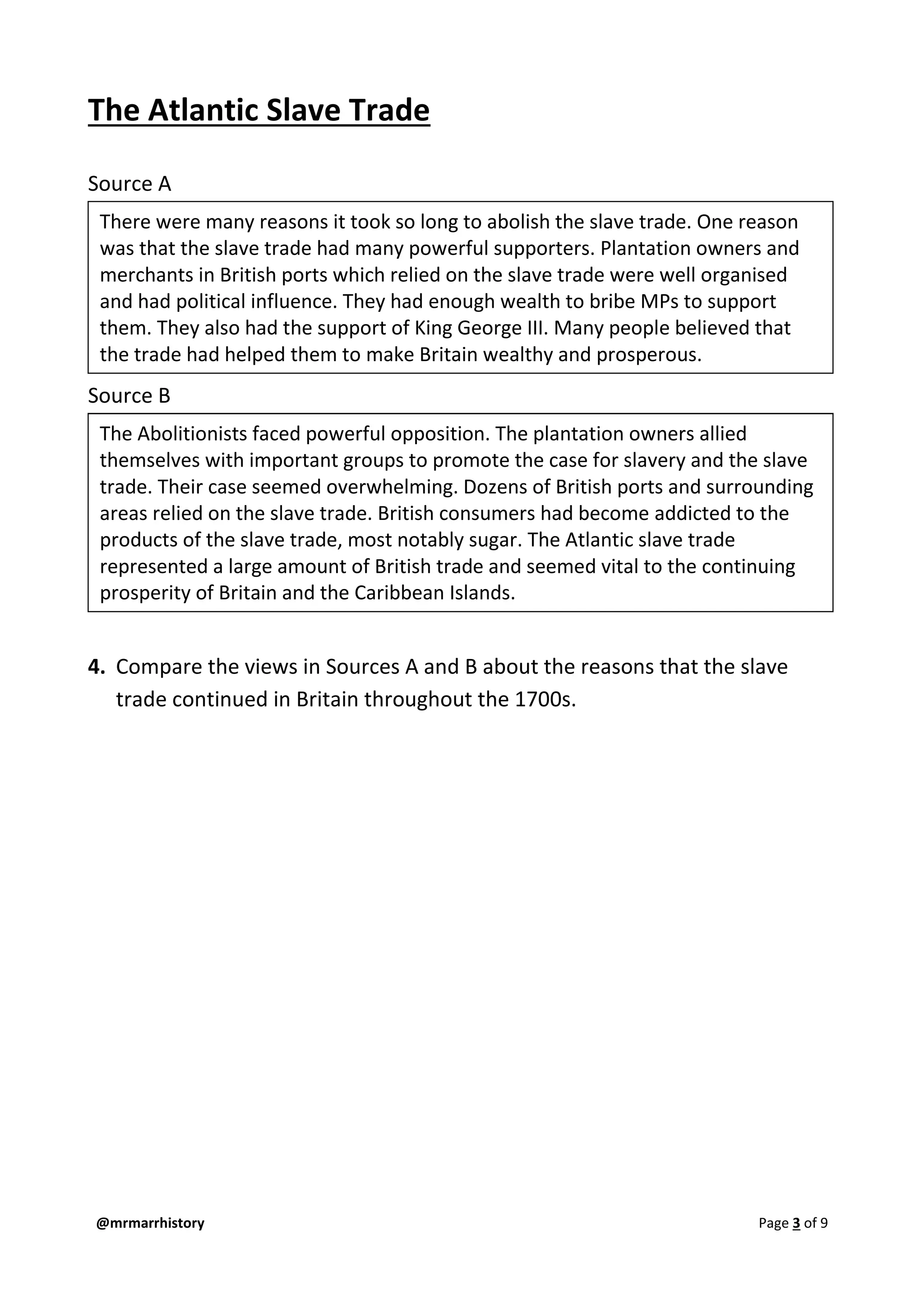 Example National 5 History questions - Comparison | PDF
