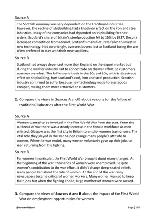 Example National 5 History questions - Comparison | PDF