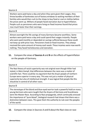 Example National 5 History questions - Comparison | PDF