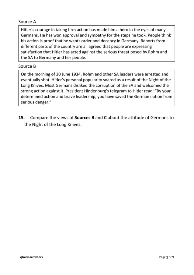 Example National 5 History questions - Comparison | PDF