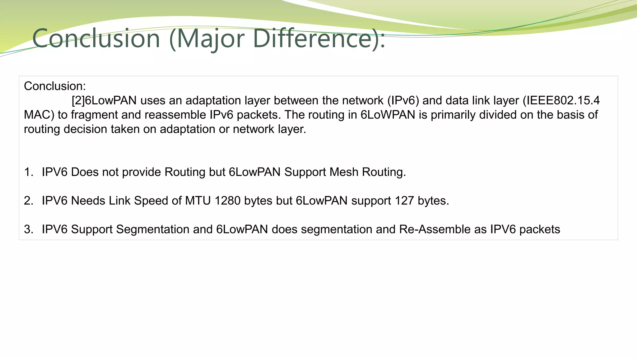 Comparison between-ipv6-and-6 lowpan | PPTX