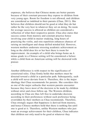 Comparison-Contrast Essay on the Ideas of Parenting of Amy Chu.docx