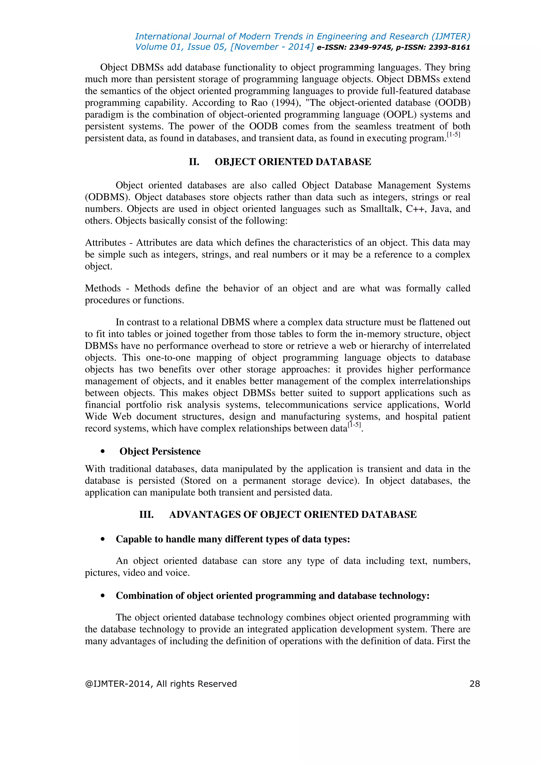 Comparison Of Relational Database And Object Oriented Database Pdf