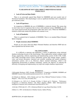 Comparison of Relational Database and Object Oriented Database | PDF