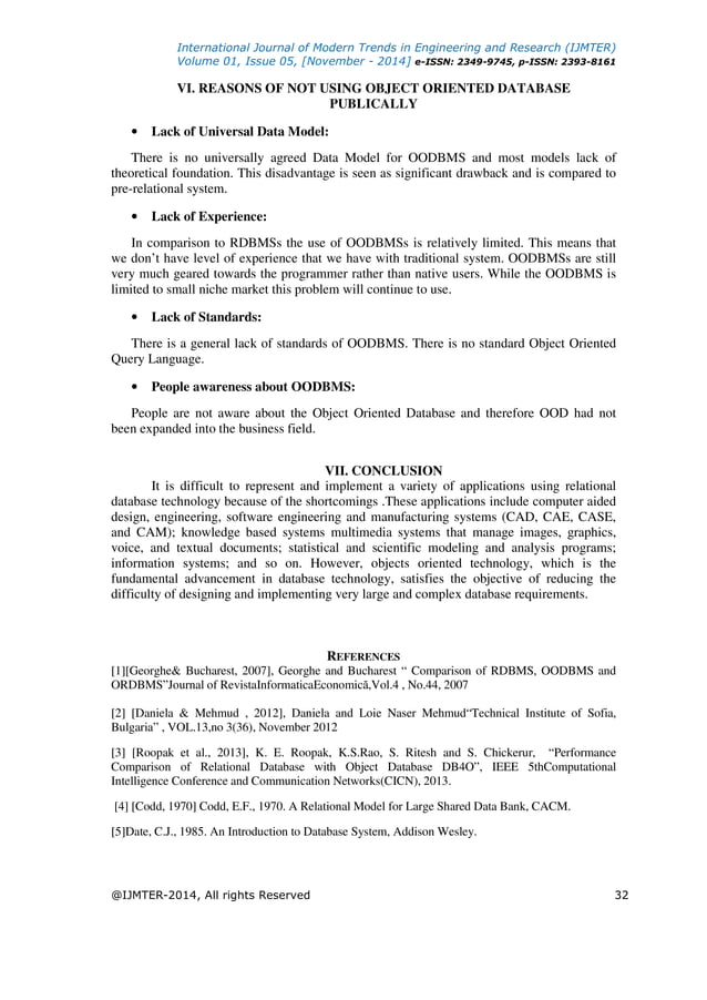 Comparison of Relational Database and Object Oriented Database | PDF