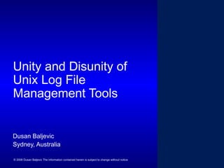 Comparison of Unix and Linux Log File Management Tools by Dusan ...