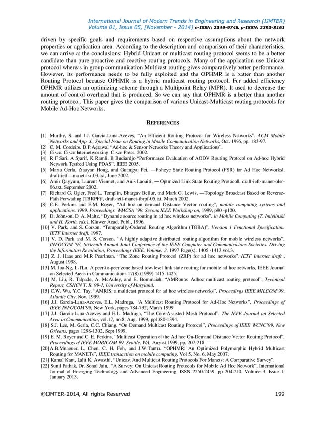 Comparison of Various Unicast-Multicast Routing Protocols for Mobile Ad-Hoc Networks | PDF ...