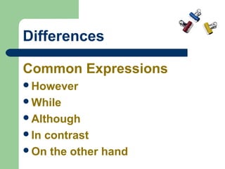 English Grammar: Conjunctive Adverbs: Comparison and contrast | PPT