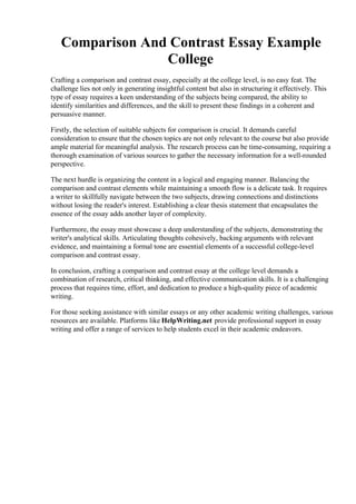 Comparison And Contrast Essay Example College.pdf