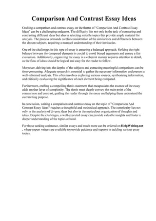 Comparison And Contrast Essay Ideas. PPT - Writing a Compare and ...