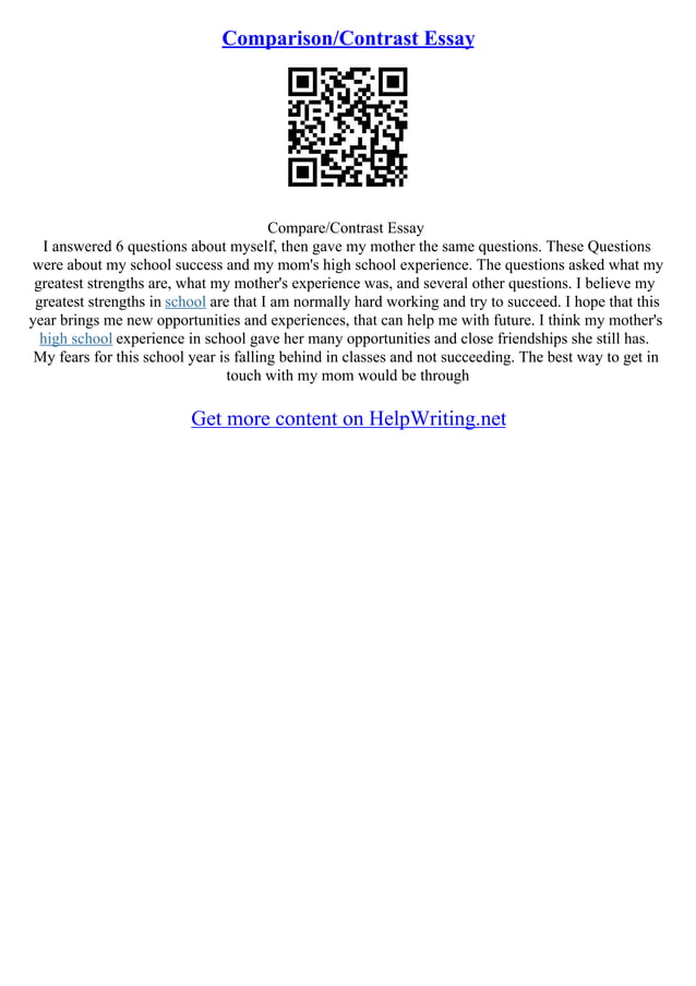 Comparison And Contrast Essay Sample | PDF | Educational Assessment ...