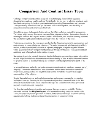 Comparison And Contrast Essay Topic | PDF