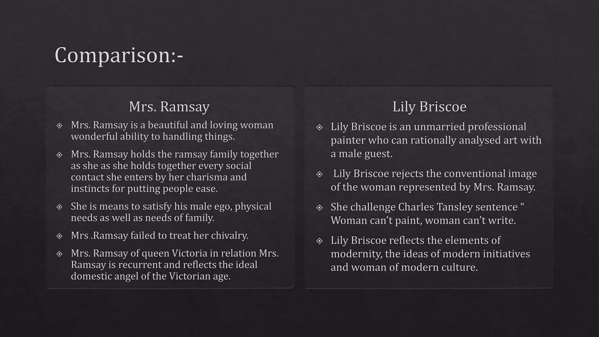 Comparison between Mrs. Ramsay and Lily Briscoe | PPTX