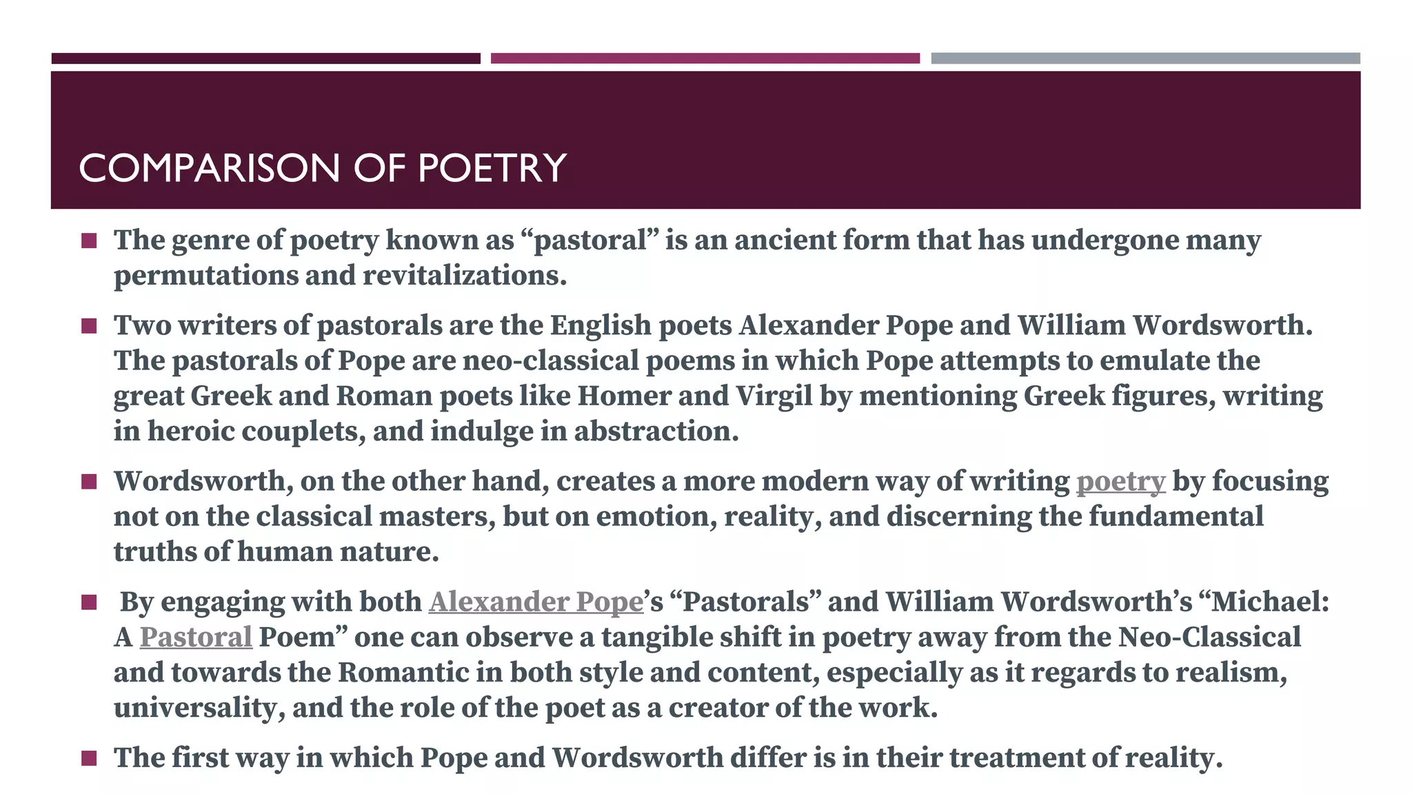 comparison between Alexander Pope and Wordsworth | PPTX