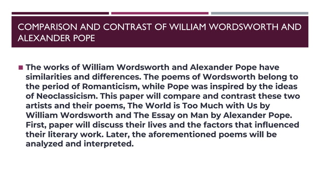 comparison between Alexander Pope and Wordsworth | PPTX