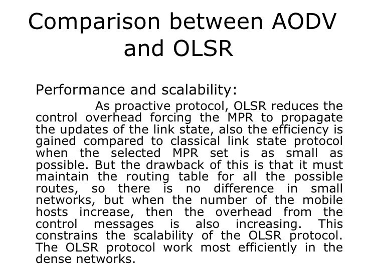 Comparison Between Aodv And Olsr Protocol