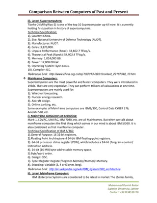 Comparison between computers of past and present | DOCX