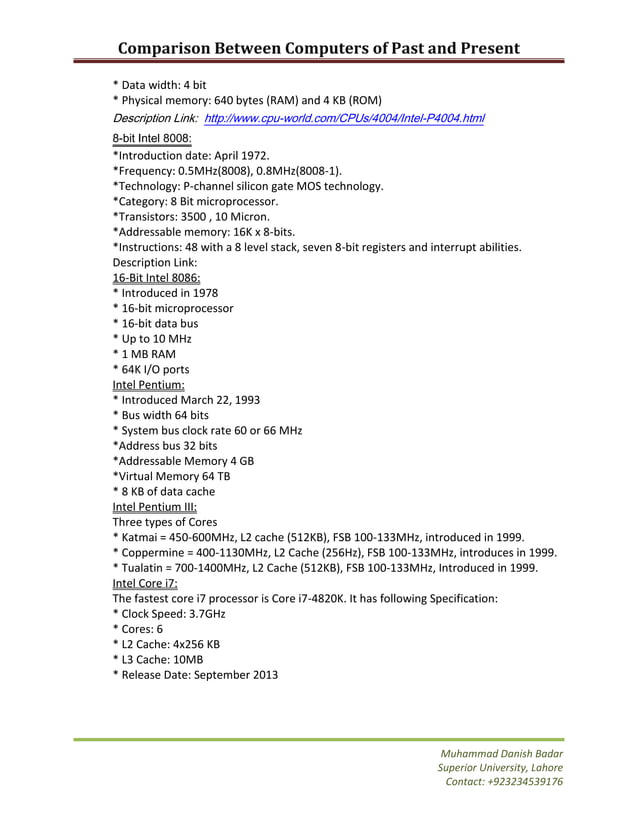 Comparison between computers of past and present | DOCX