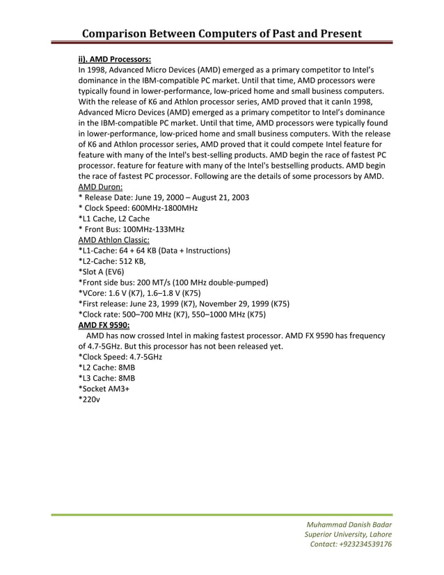 Comparison between computers of past and present | DOCX