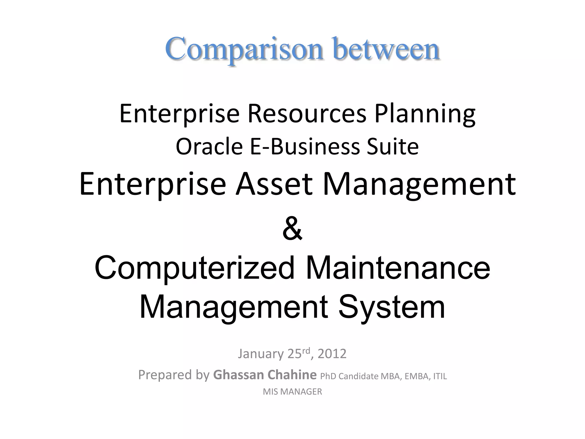 Comparison between ERP-EAM and CMMS | PPTX