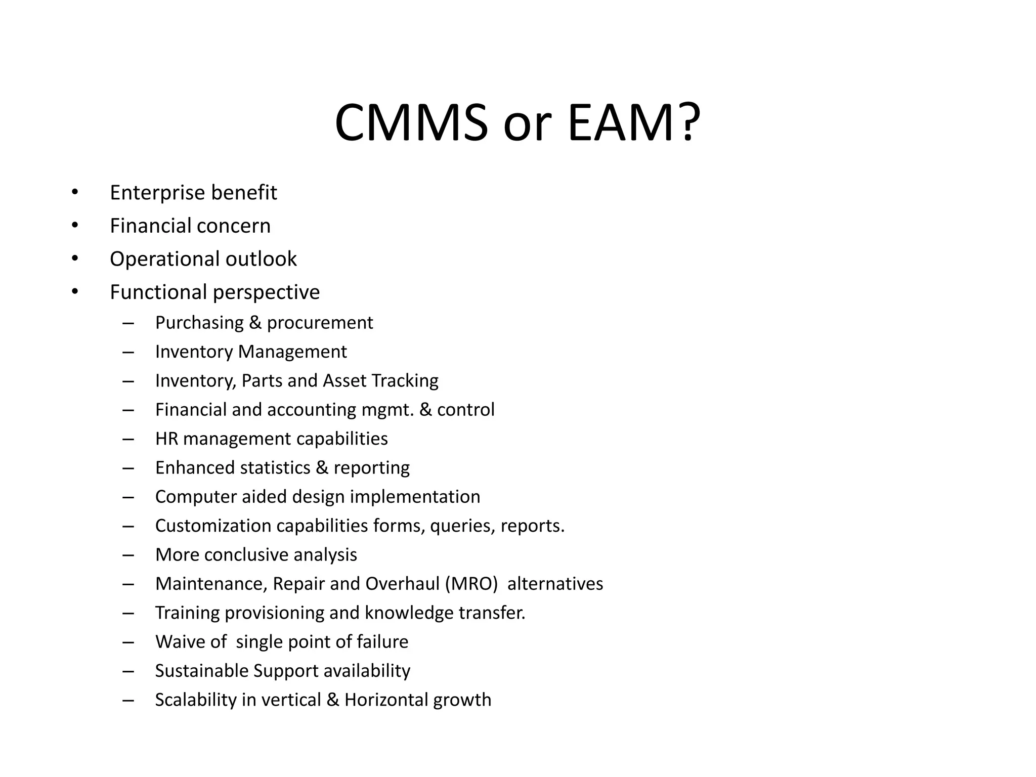 Comparison between ERP-EAM and CMMS | PPTX