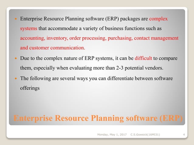 Comparison between erp software | PPTX