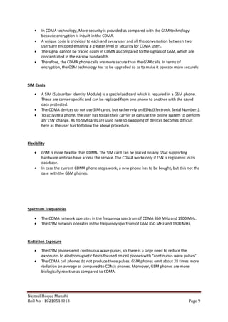 Comparison between gsm & cdma najmul hoque munshi | PDF
