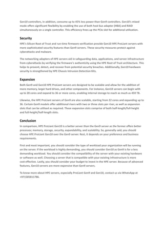 Comparison between HPE ProLiant Gen9 and Gen10 Servers.pdf