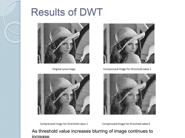 Comparison between JPEG(DCT) and JPEG 2000(DWT) compression standards | PPTX