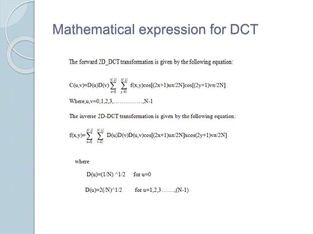 Comparison between JPEG(DCT) and JPEG 2000(DWT) compression standards | PPTX