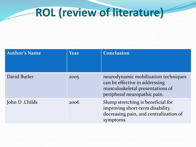 Comparison between mulligan bend leg raise technique and butler neural ...