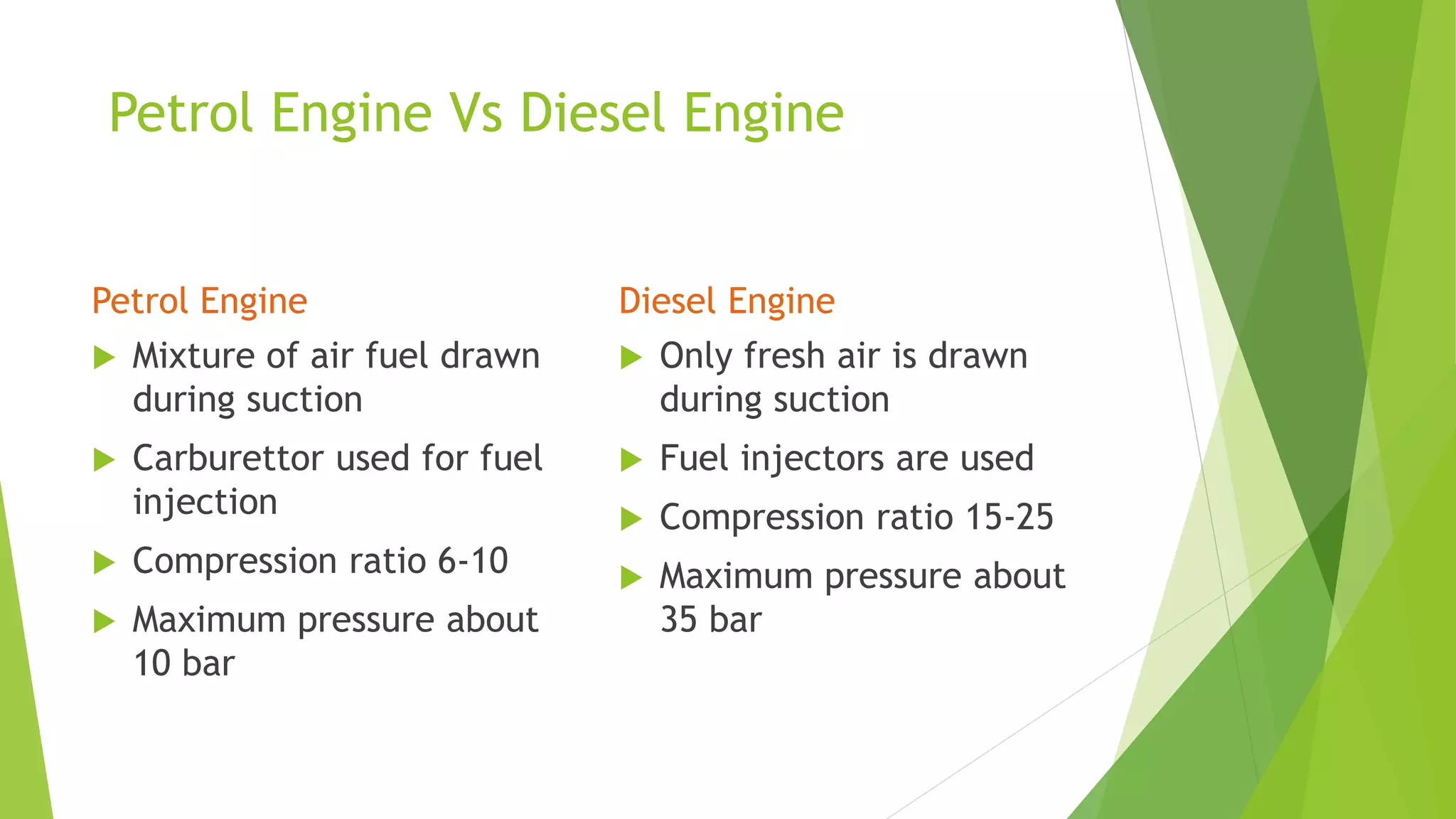 Comparison between petrol and diesel engine | PDF