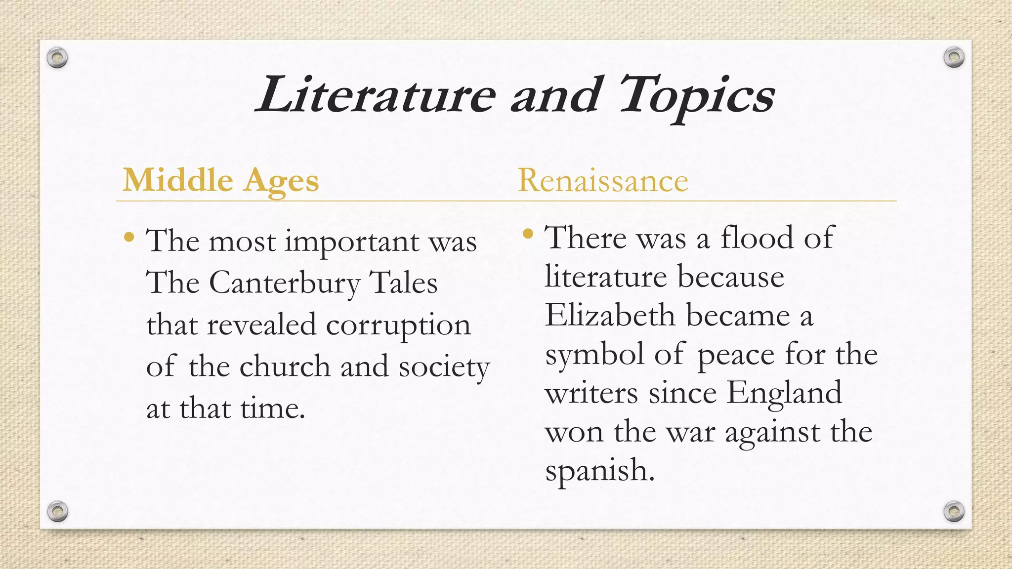 Comparison between Renaissance and Middle ages | PPTX