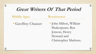 Comparison between Renaissance and Middle ages | PPT